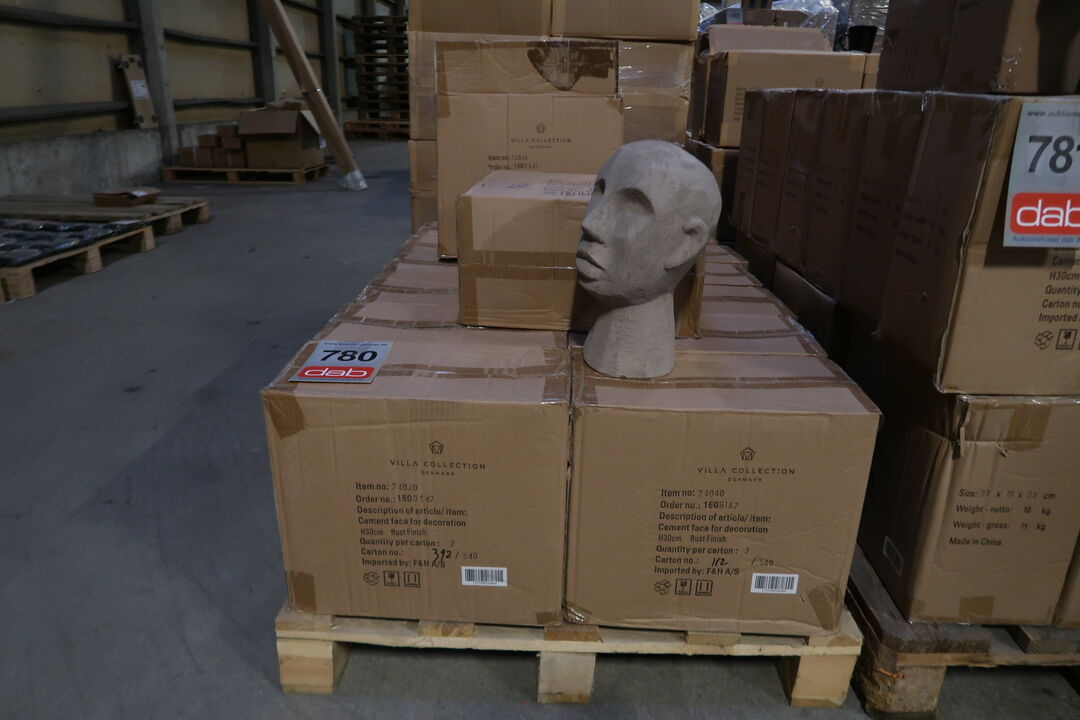 A8069 L780 - 28 stk. Figur Hoved Talvik Cement Gråbrun H30